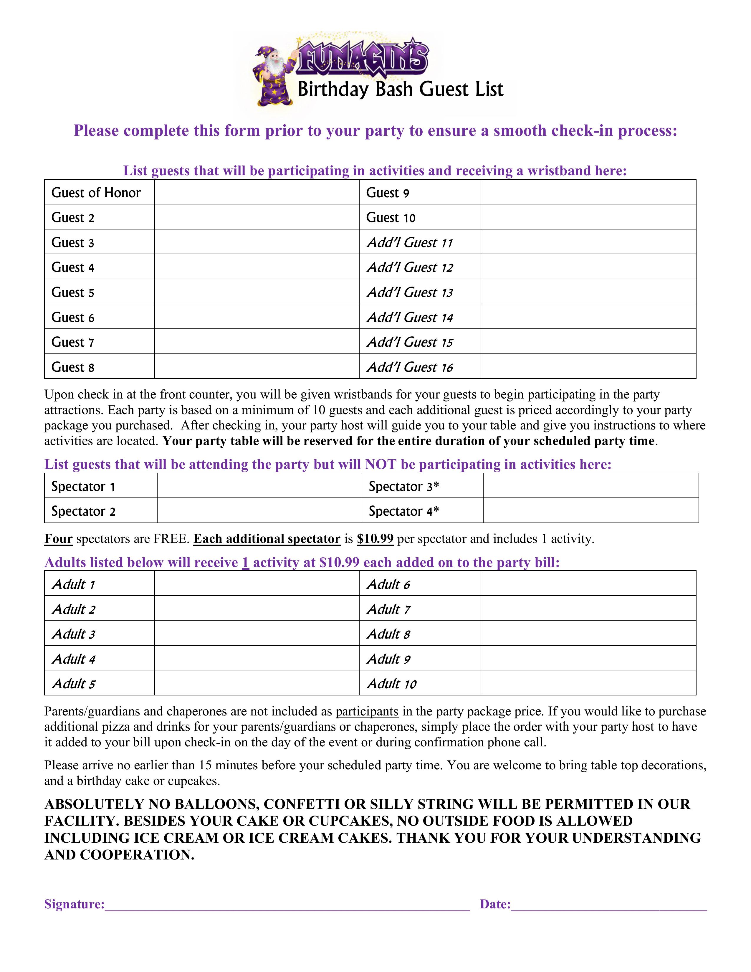 Rates - Funagin's Fun Center